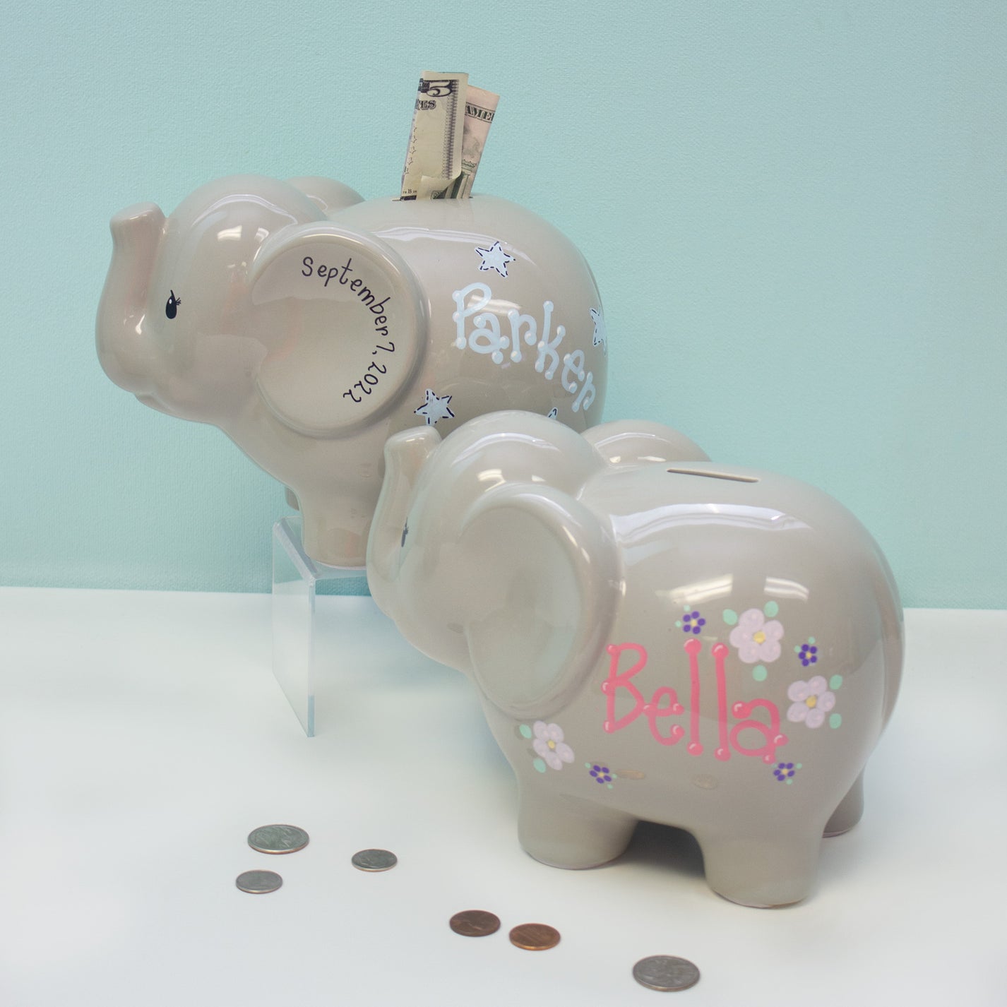 Boy Gray Personalized Elephant Bank| Personalized Gifts - My Bambino