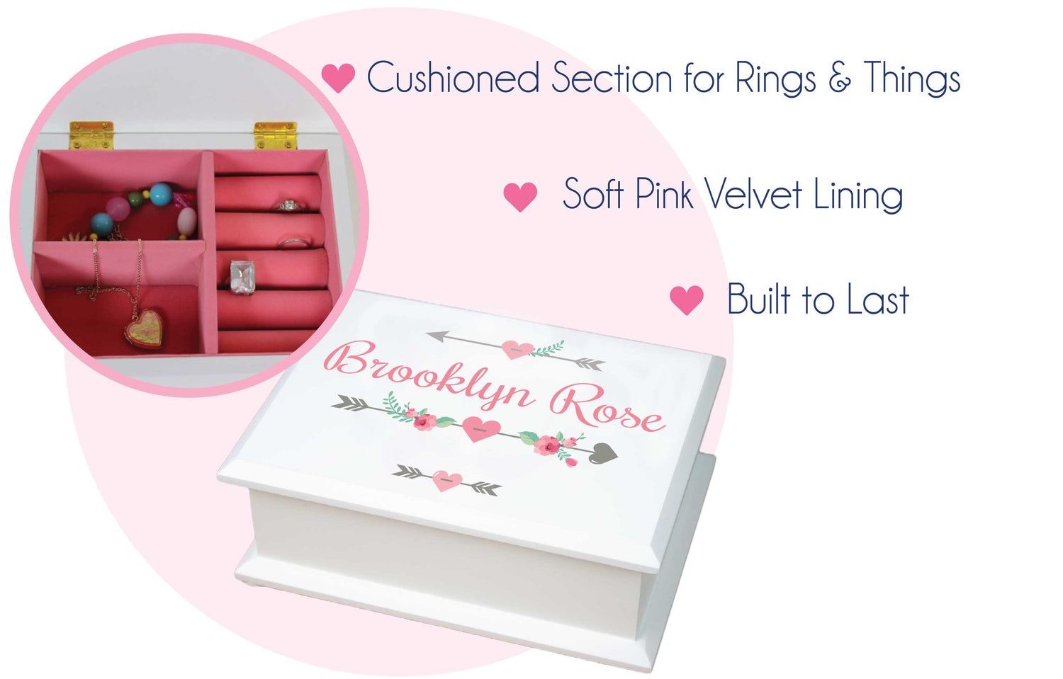 Personalized Lift Top Jewelry Box- main| Personalized Gifts - My Bambino