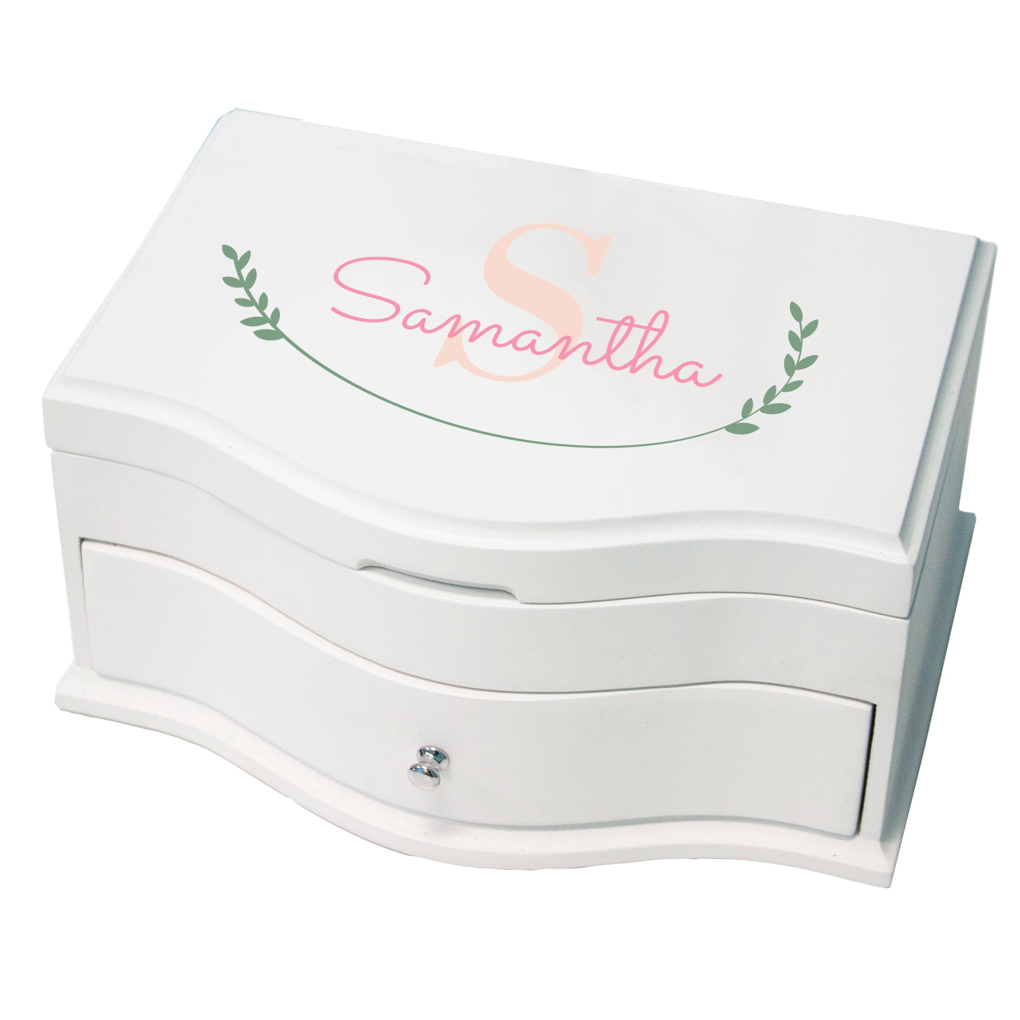 Monogrammed White Wood Jewelry Box - Monogram Vine Personalized Gifts ...