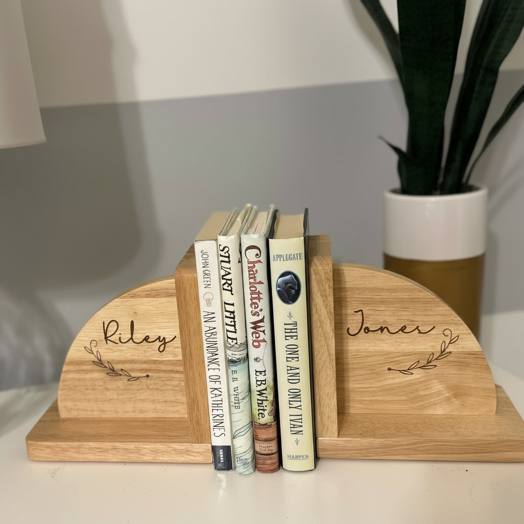 Wood Engraved Custom Bookends | Personalized Gifts - My Bambino