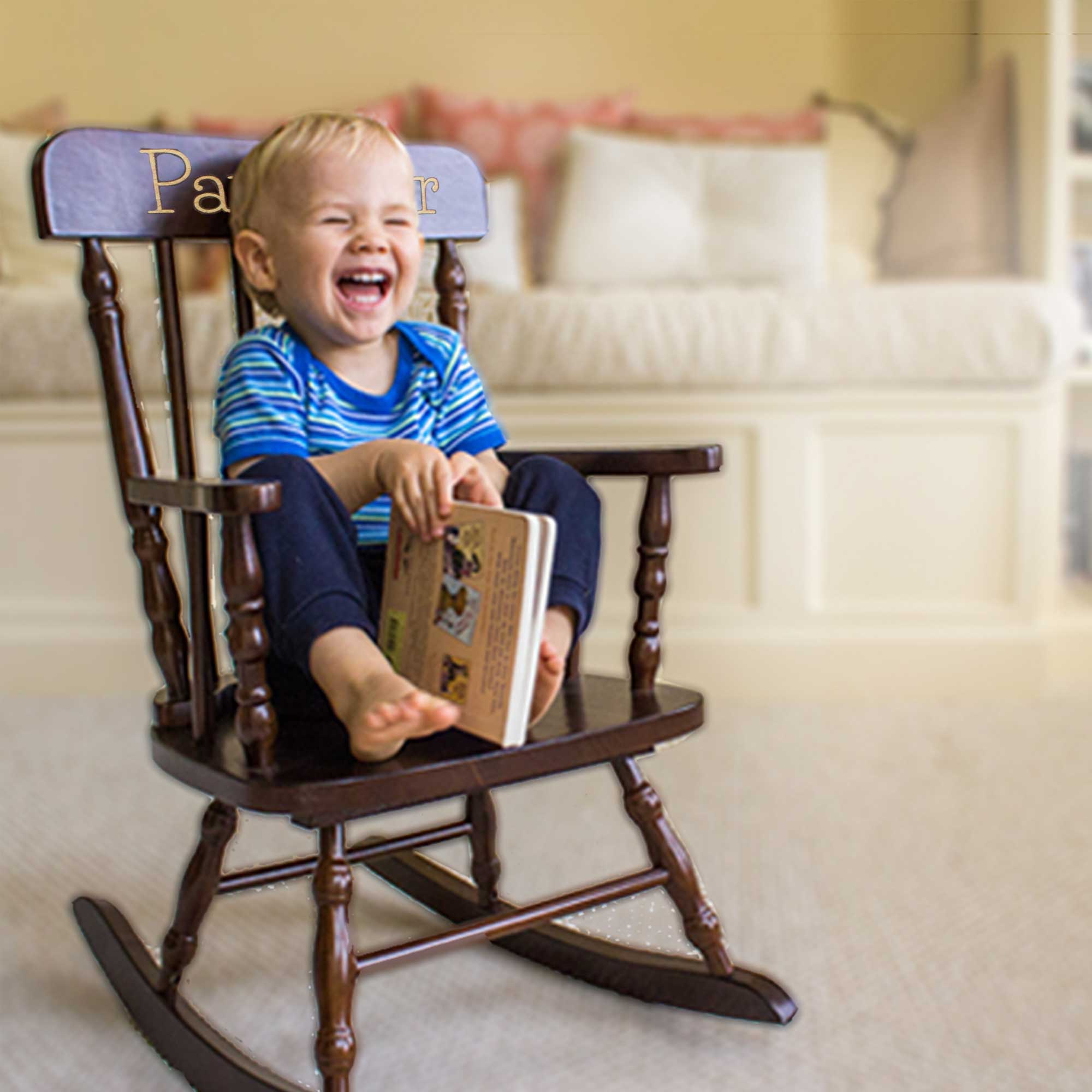 Engraved Child's Wood Spindle Rocking Chair | Personalized Gifts - My ...