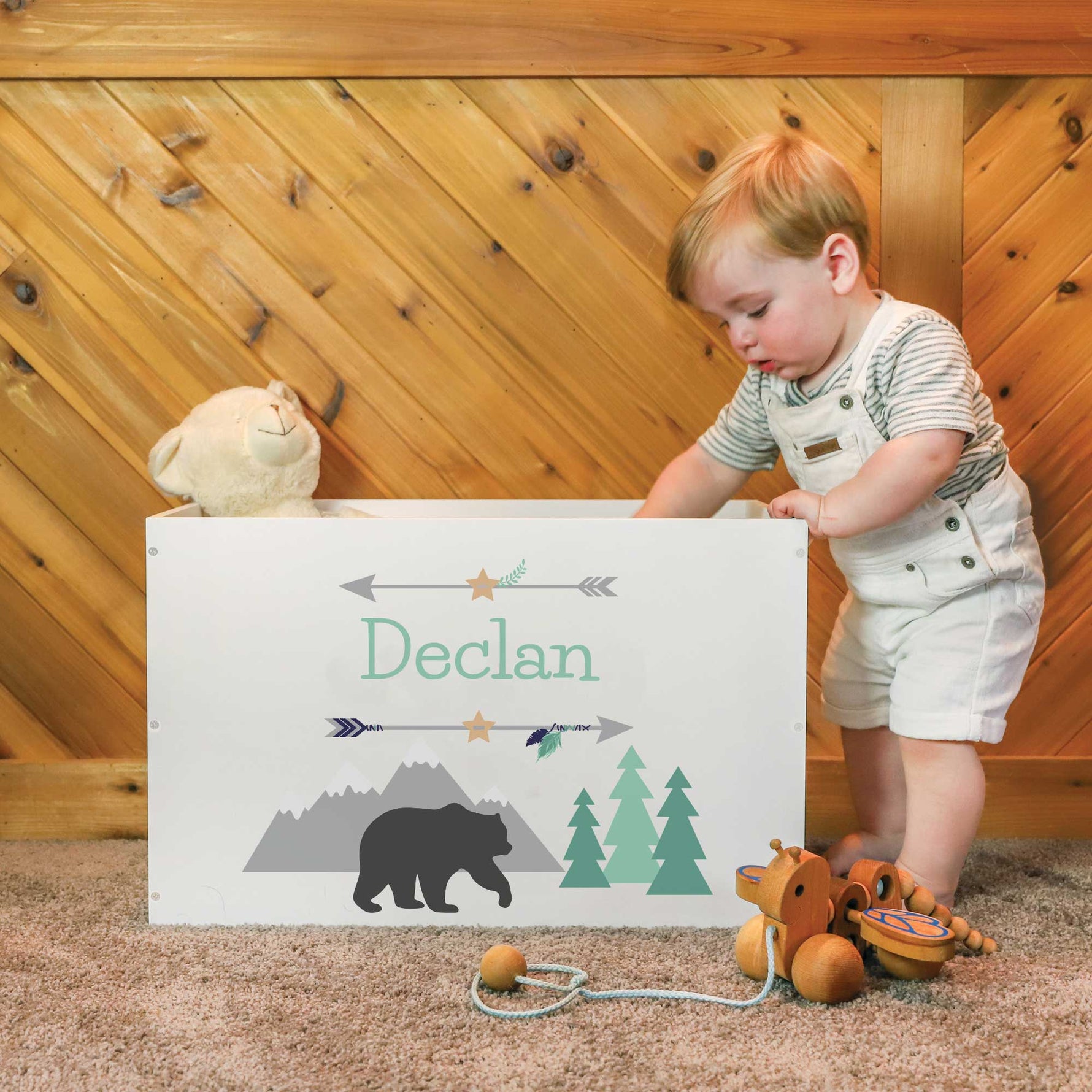 Personalized Boho Rainbow Open Top Toy Box| Personalized Gifts - My Bambino