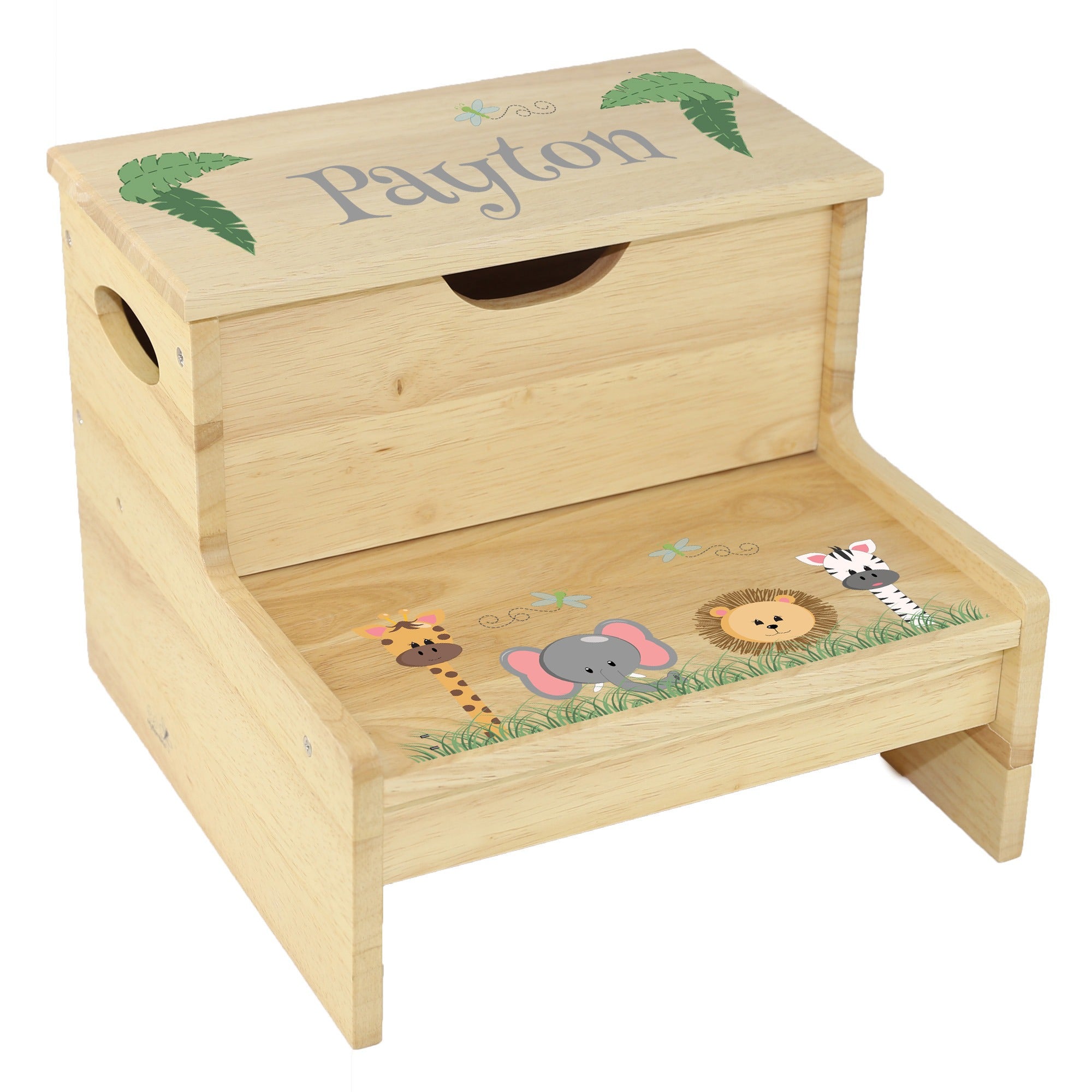 Personalized Child's Jungle Animal Storage Step Stool | Personalized ...