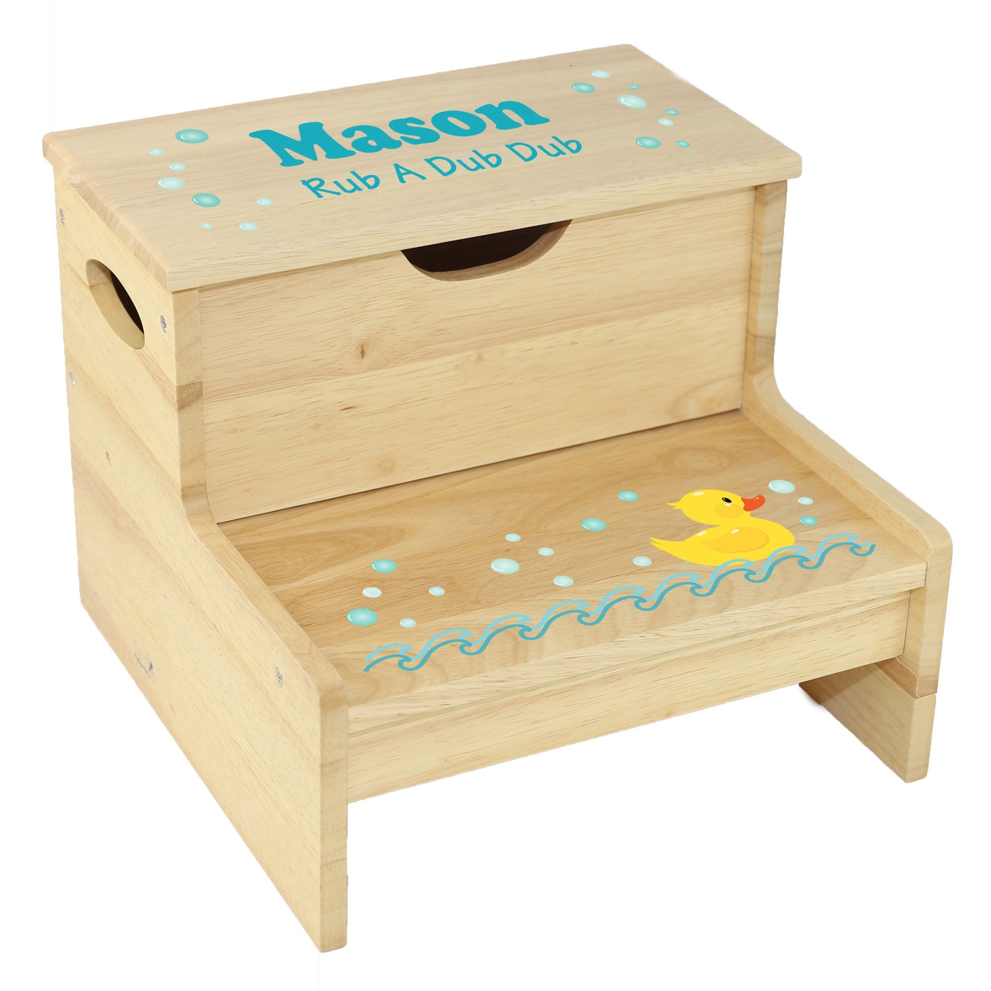 Kid's Personalized Bathroom Storage Step Stool - Rubber Ducky