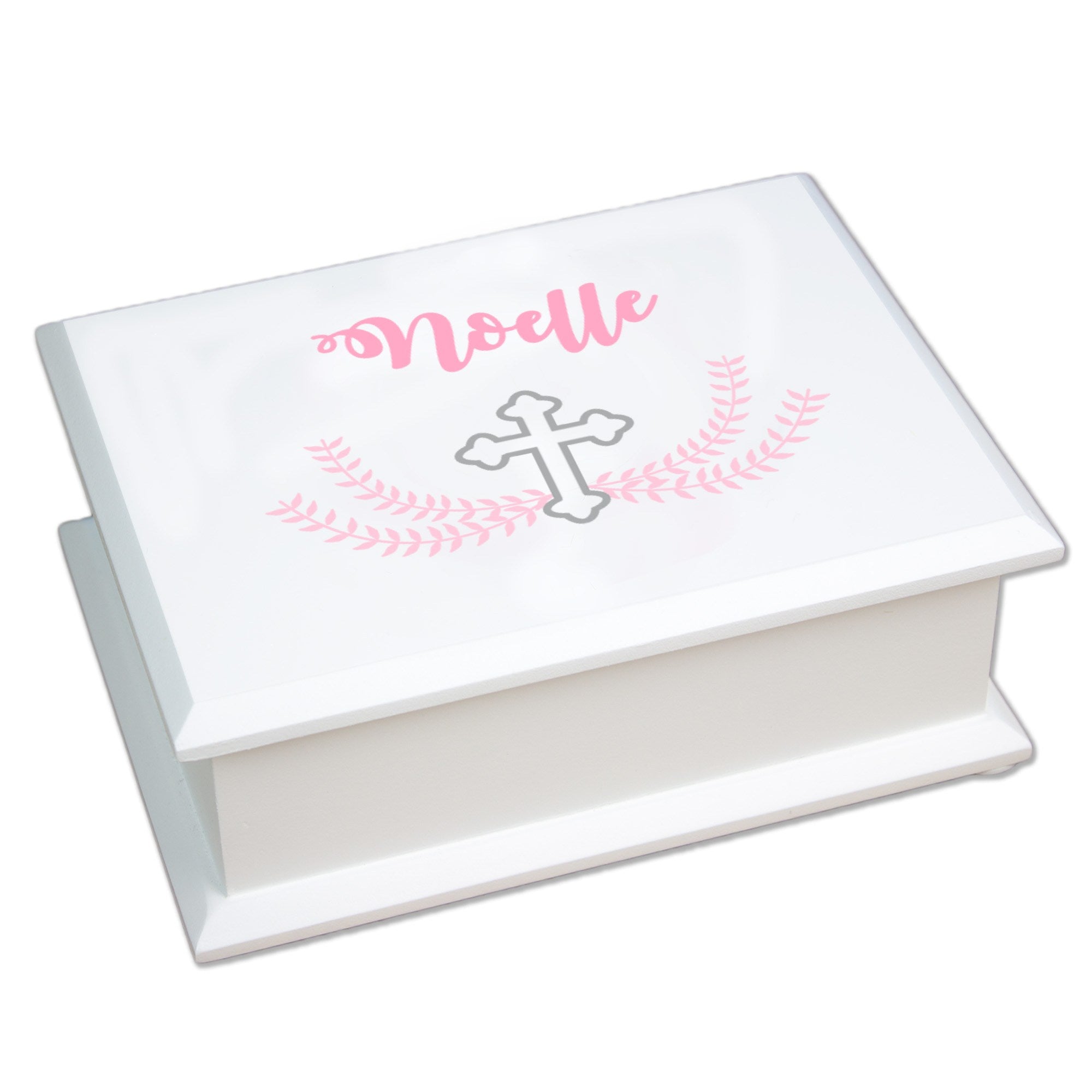 Girl's Personalized Pink Cross Jewelry Box|Personalized Gifts - MyBambino