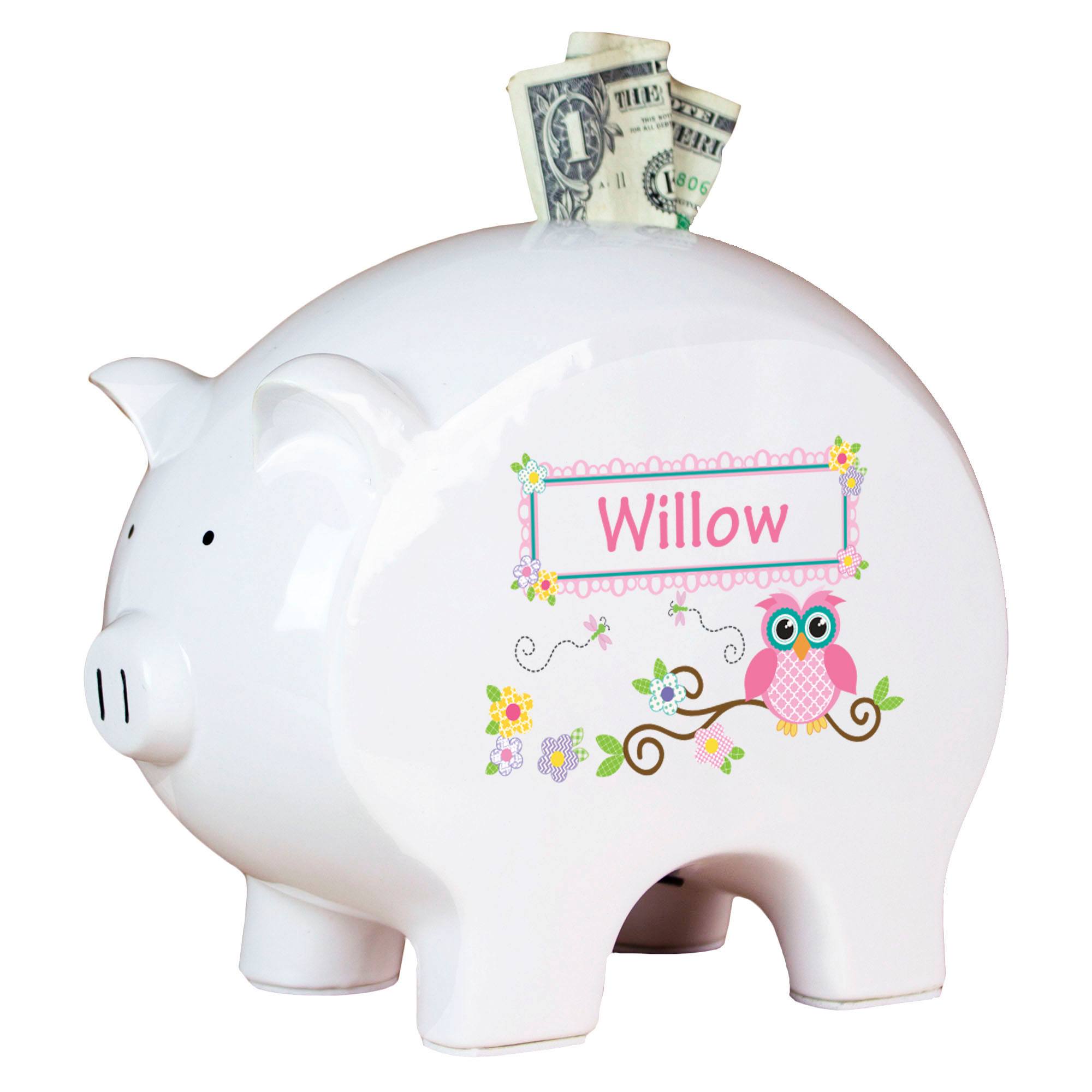 Personalized Piggy Bank - Calico Owl| Personalized Gifts - My Bambino