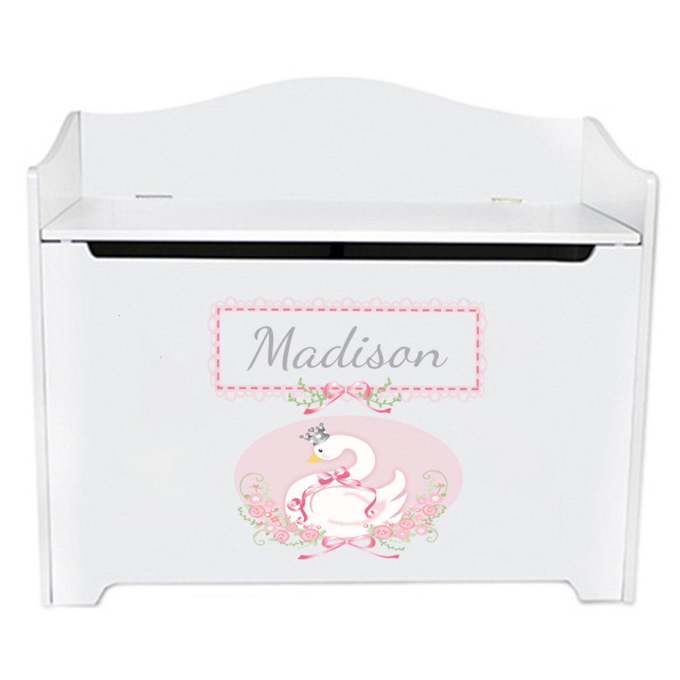 White Toy Box Bench - Swan| Personalized Gifts - My Bambino