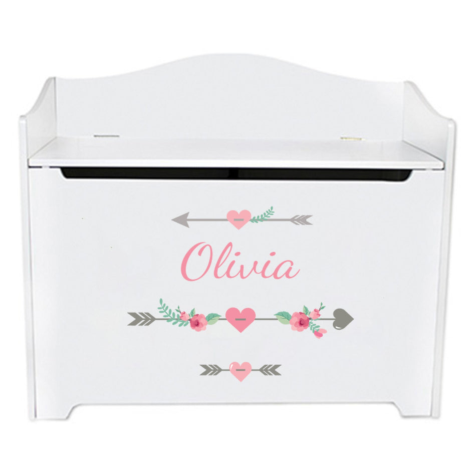 Personalized White Toy Box Bench