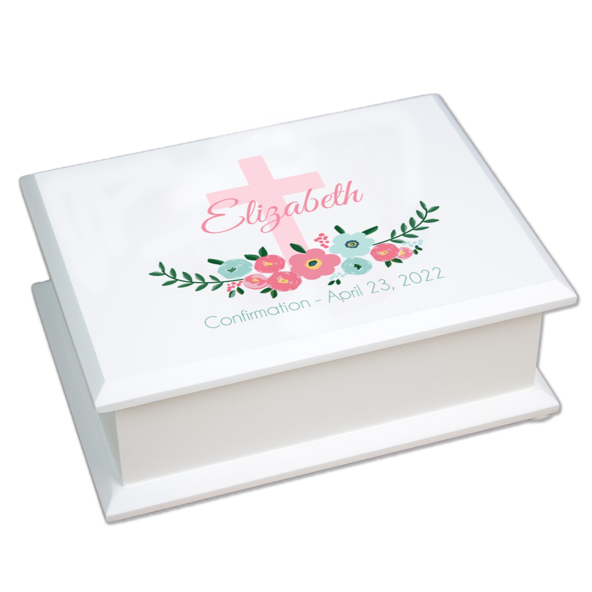 Spring Floral with Cross Jewelry Box | My Bambino