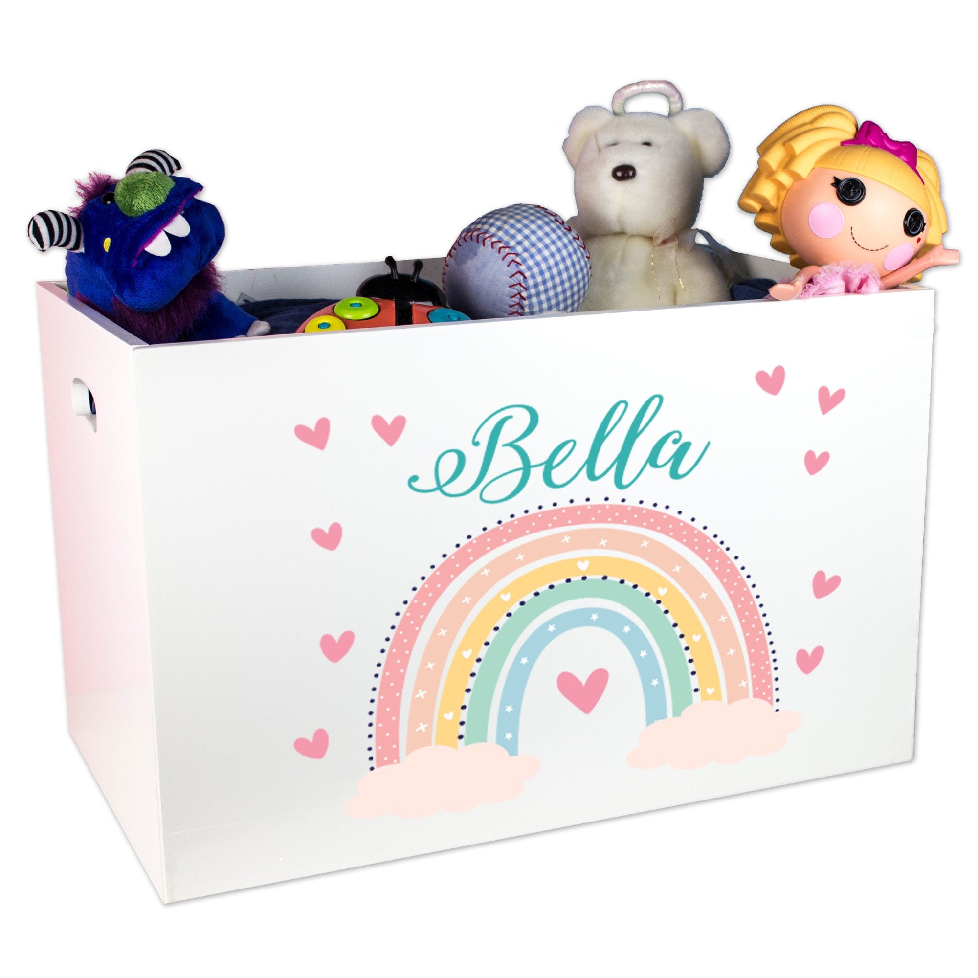 Personalized Boho Rainbow Open Top Toy Box| Personalized Gifts - My Bambino