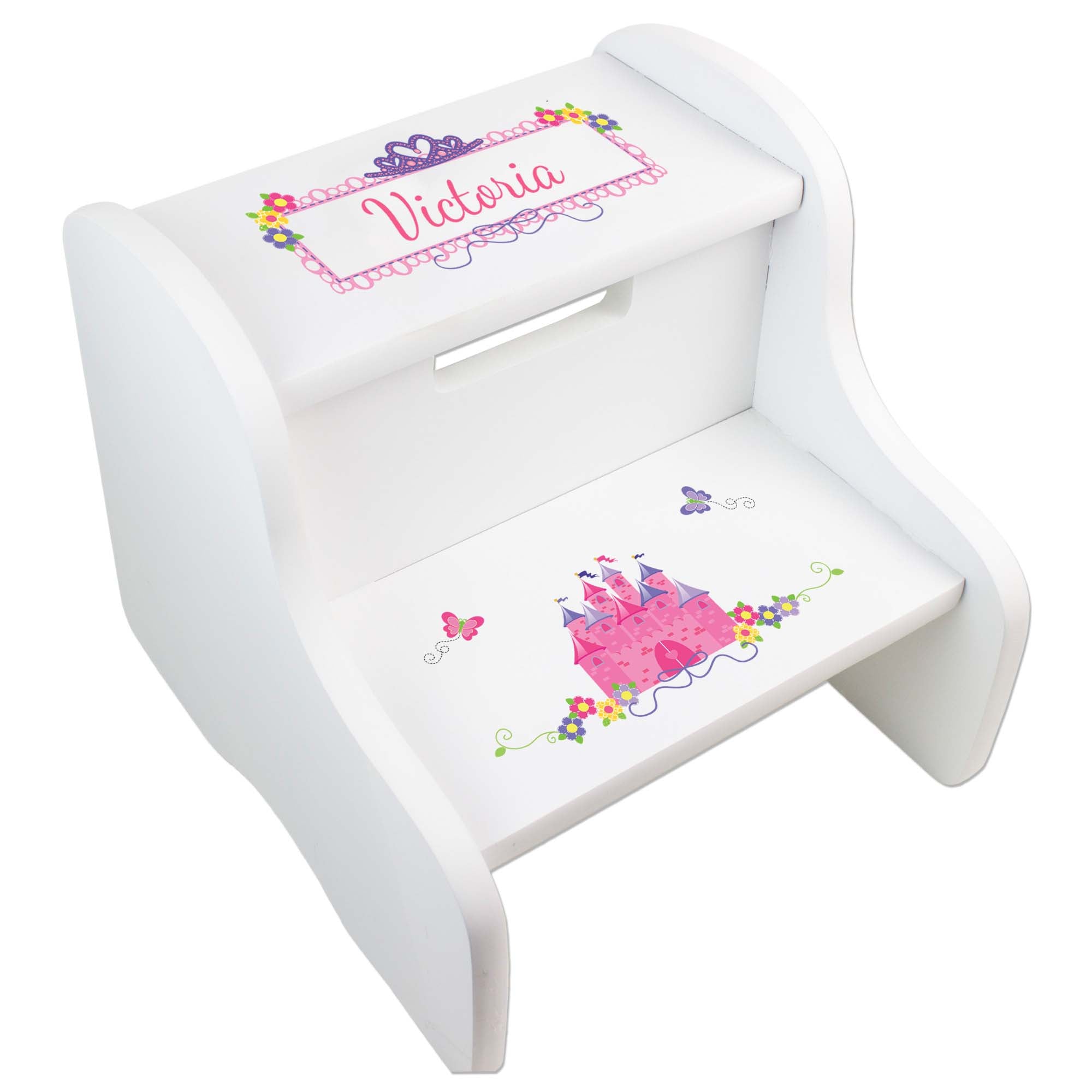 Girl's Princess Castle White Two Step Stool| Personalized Gifts - My ...