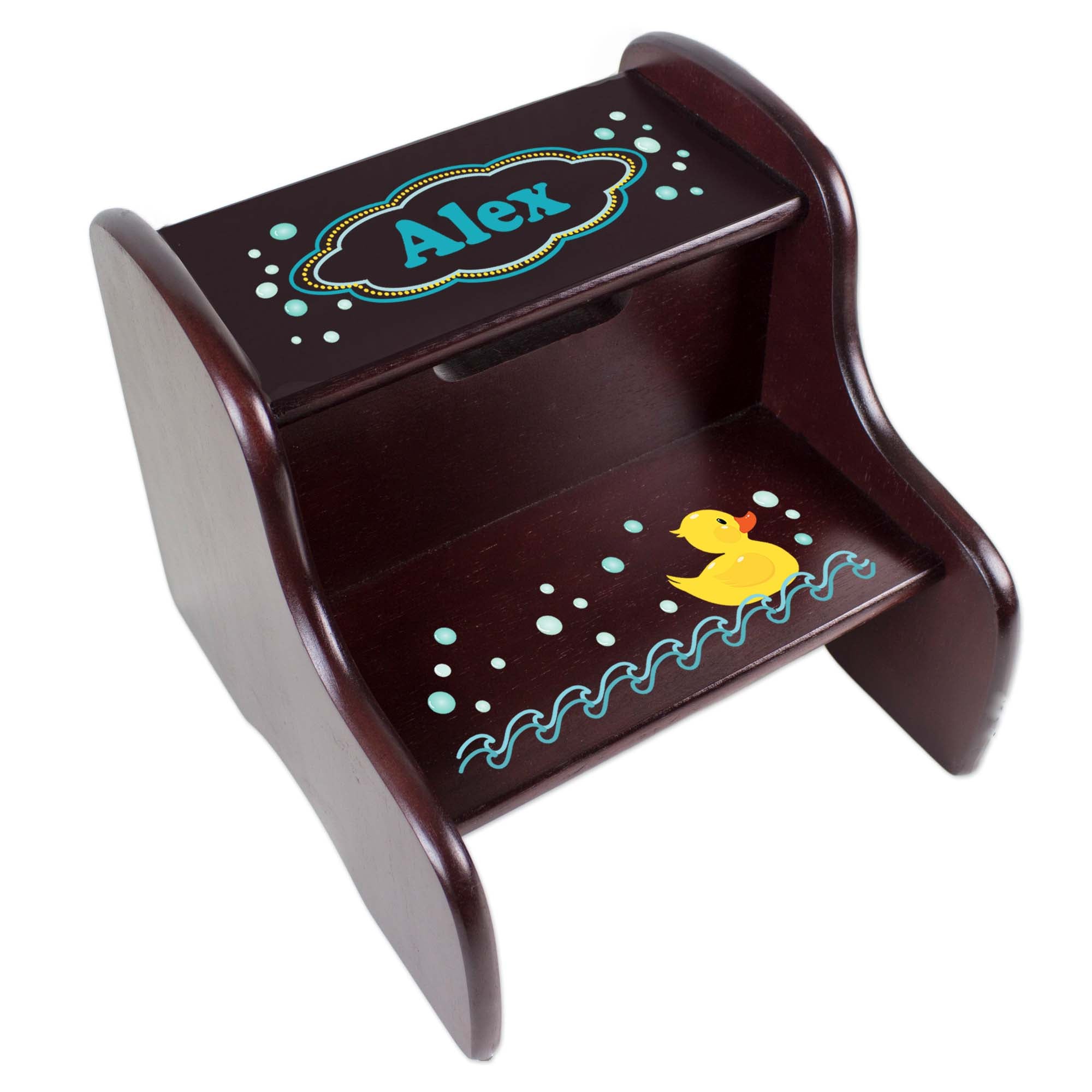 Personalized Rubber Ducky Espresso Two Step Stool| Personalized Gifts ...