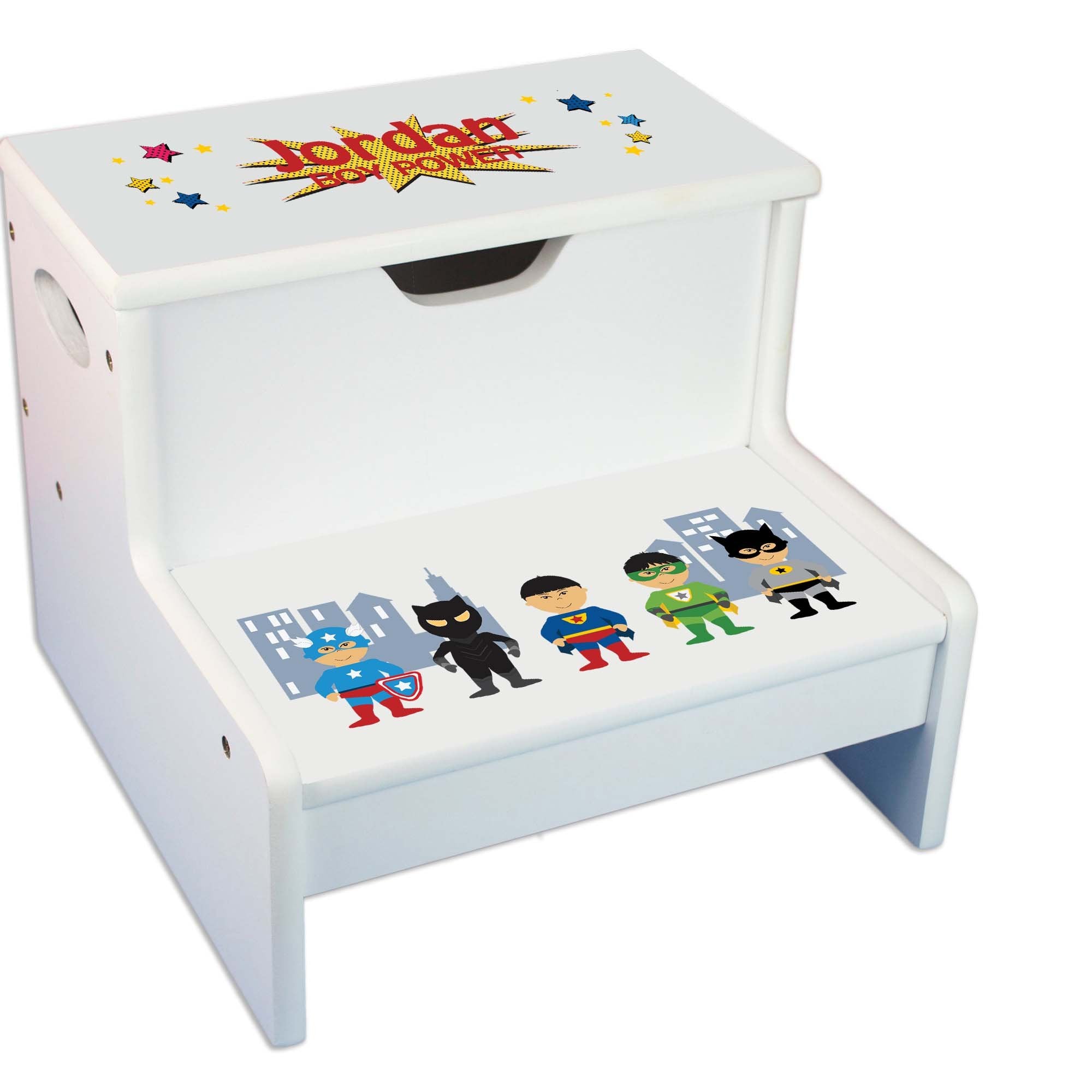 Rubber Ducky Personalized White Storage Step Stool