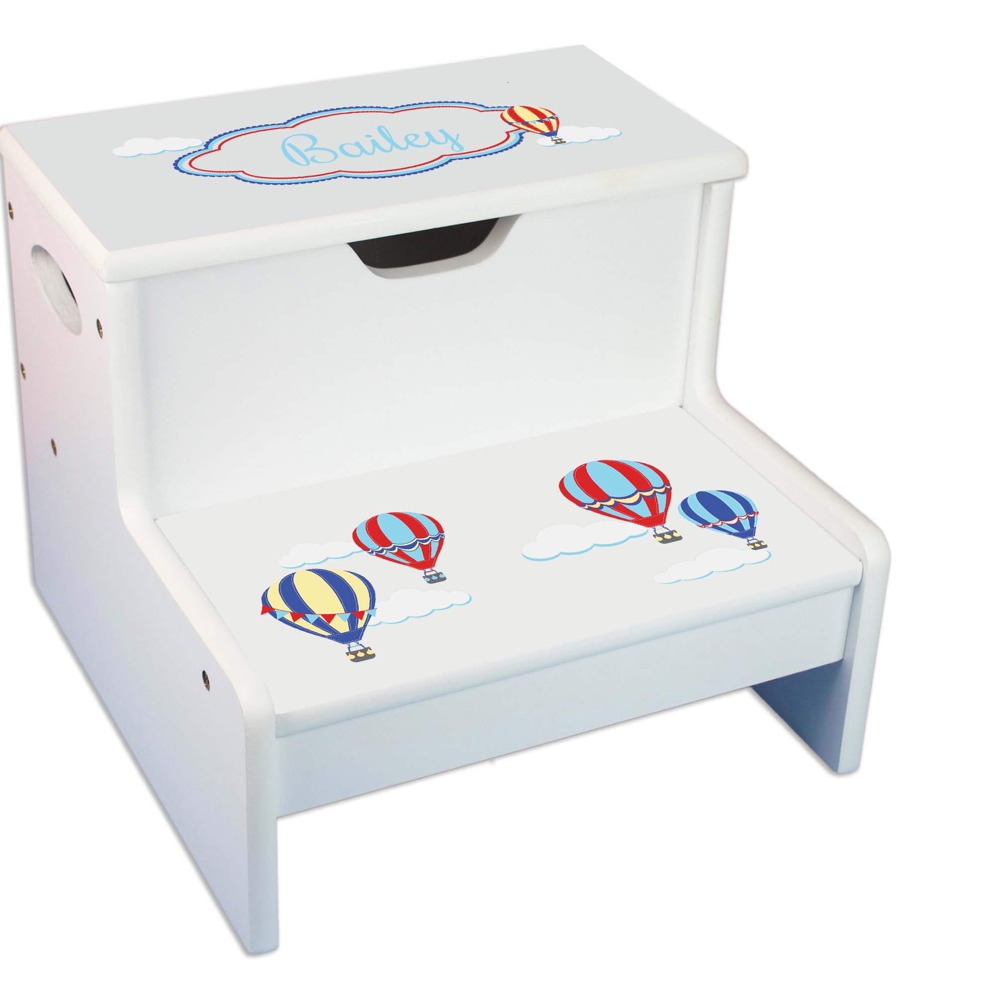 Hot Air Balloon White Storage Step Stool| Personalized Gifts - My Bambino