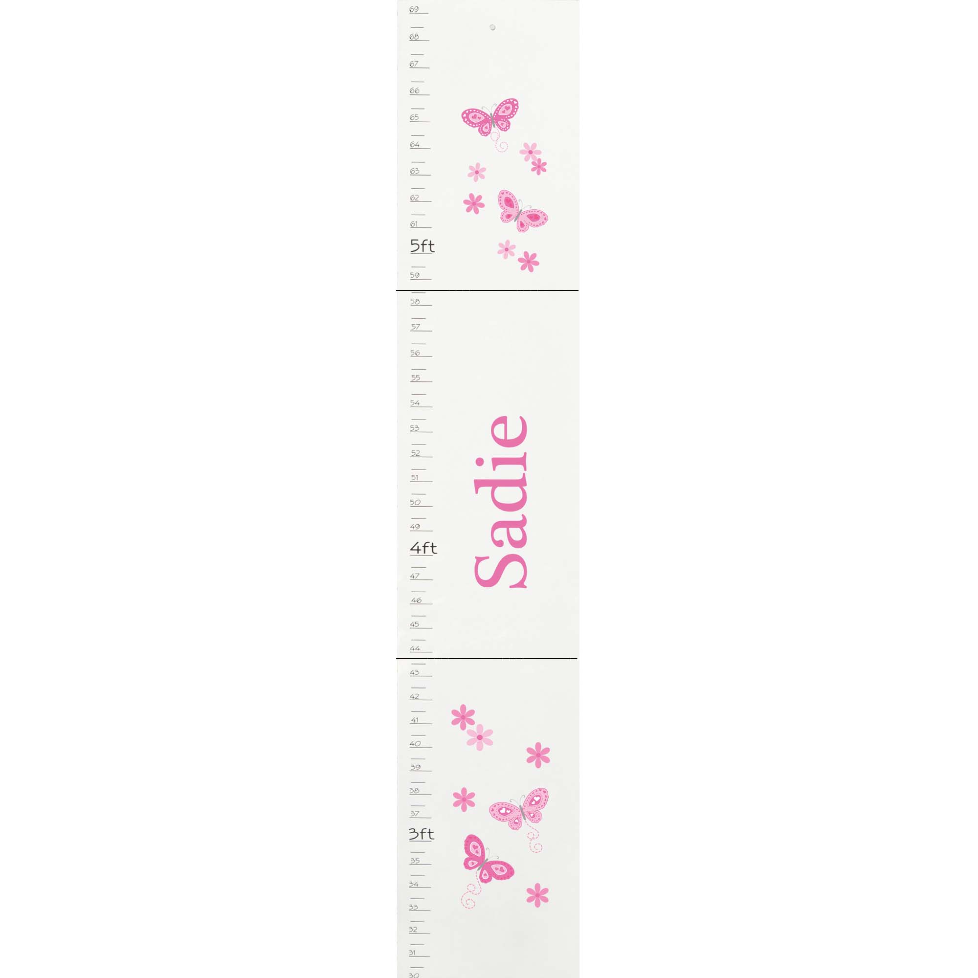 Pink Butterflies White Growth Chart| Personalized Gifts - My Bambino