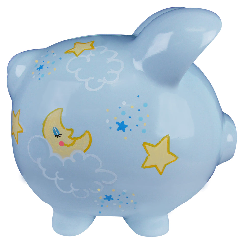 Hand Painted Blue Piggy Bank| Personalized Gifts - My Bambino