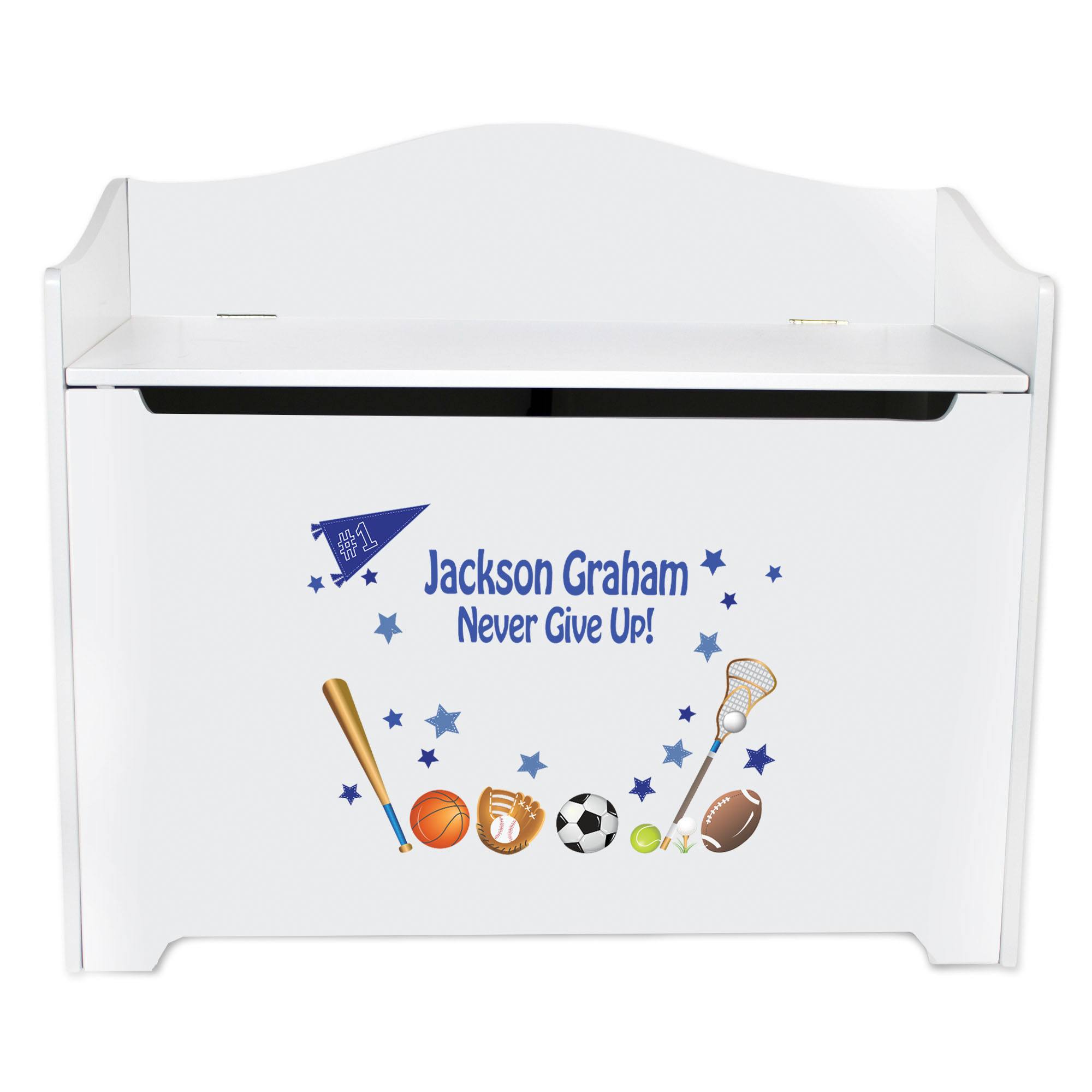 White Toy Box Bench - Sports| Personalized Gifts - My Bambino