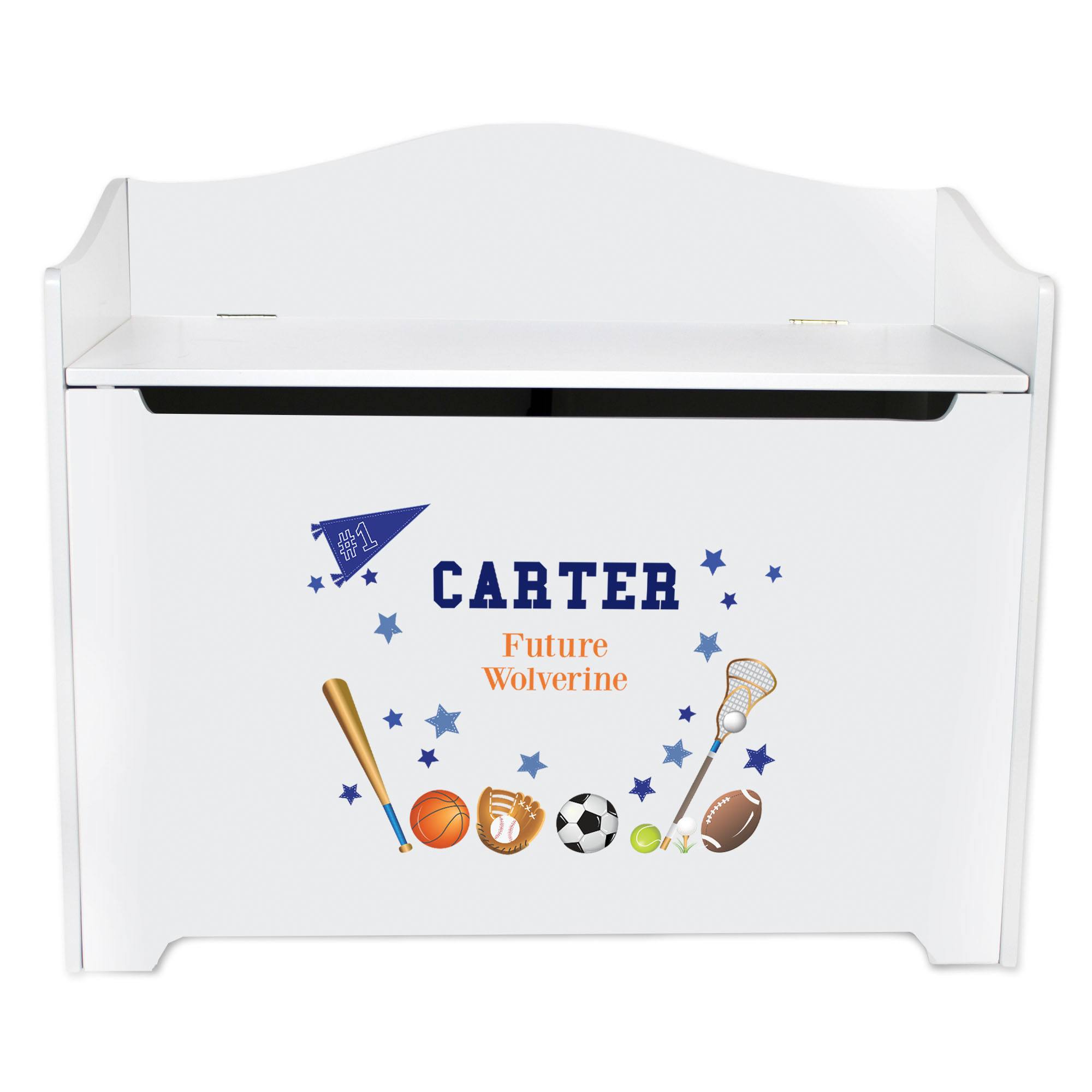 White Toy Box Bench - Sports| Personalized Gifts - My Bambino