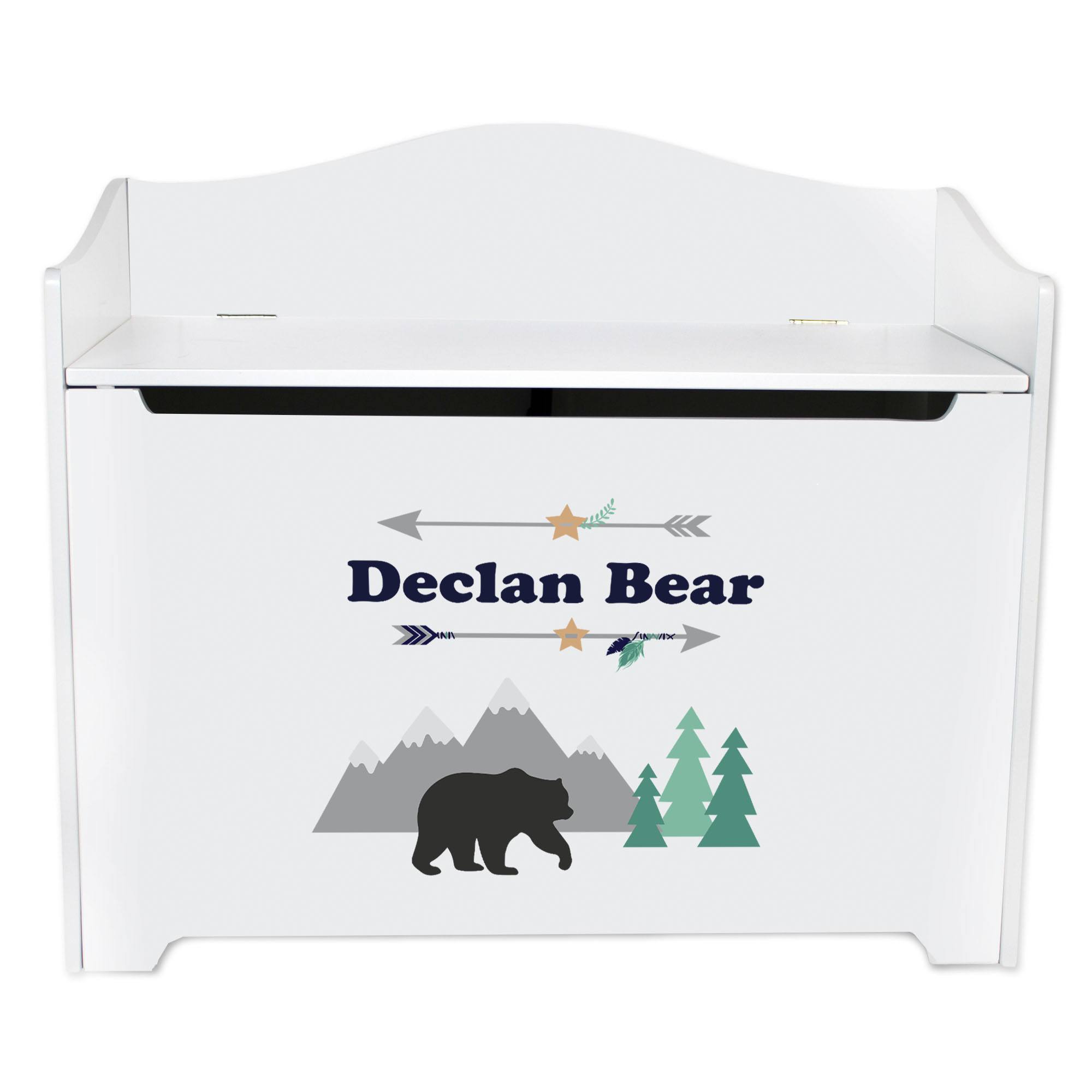 White Toy Box Bench - Mountain Bear| Personalized Gifts - My Bambino
